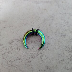 2 Pack Rainbow Steel Septum Pinchers Ear Plugs Ring Horseshoes Gauges ...