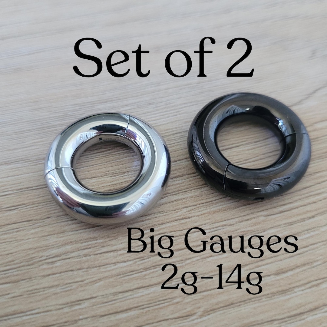 Septum Rings Set Silver Black 2g 4g 6g 8g 10g 12g 14g Hinged Clicker ...