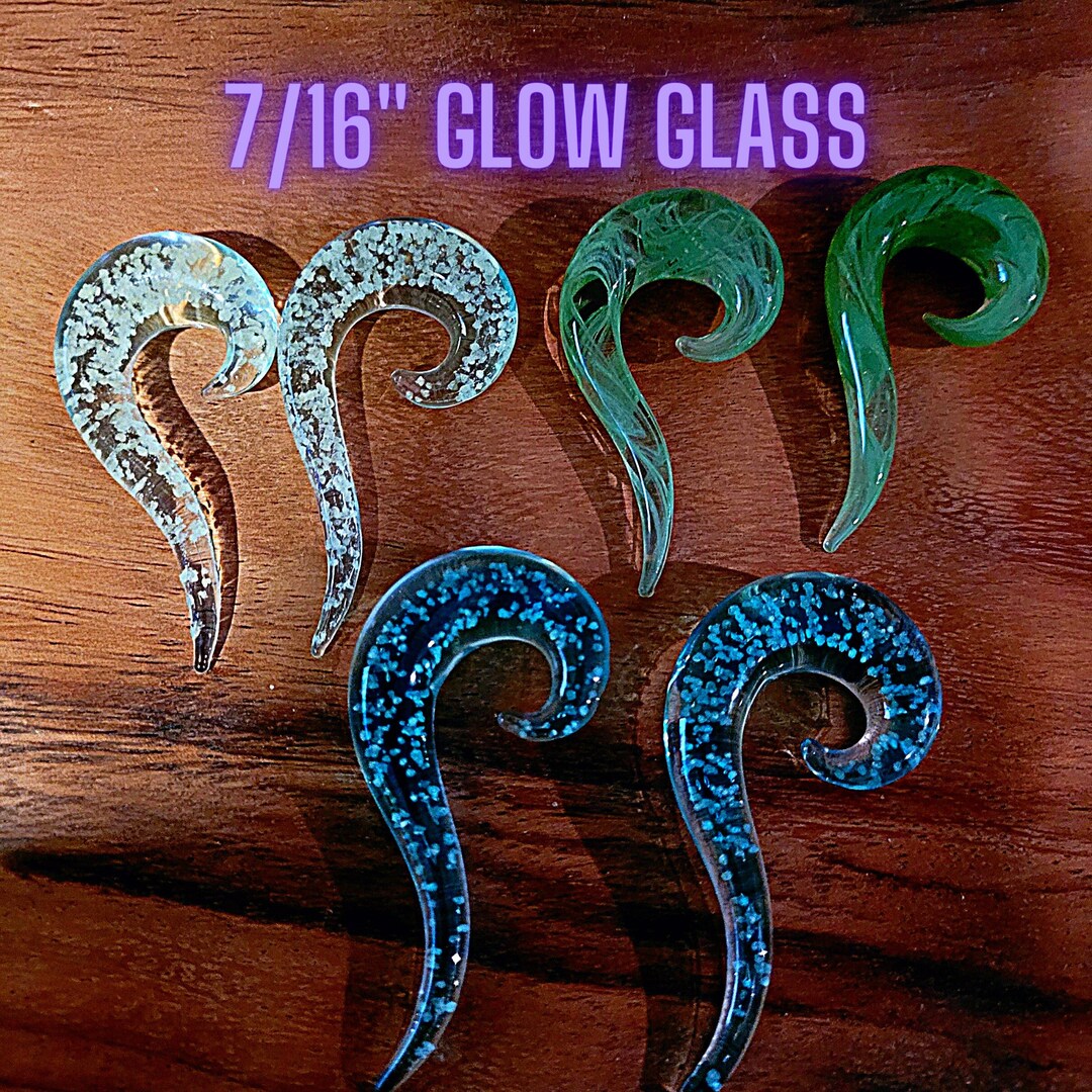 Glow Glass Ear Spirals Tapers Plugs Gauges 7/16" 11mm Gauge Earrings ...