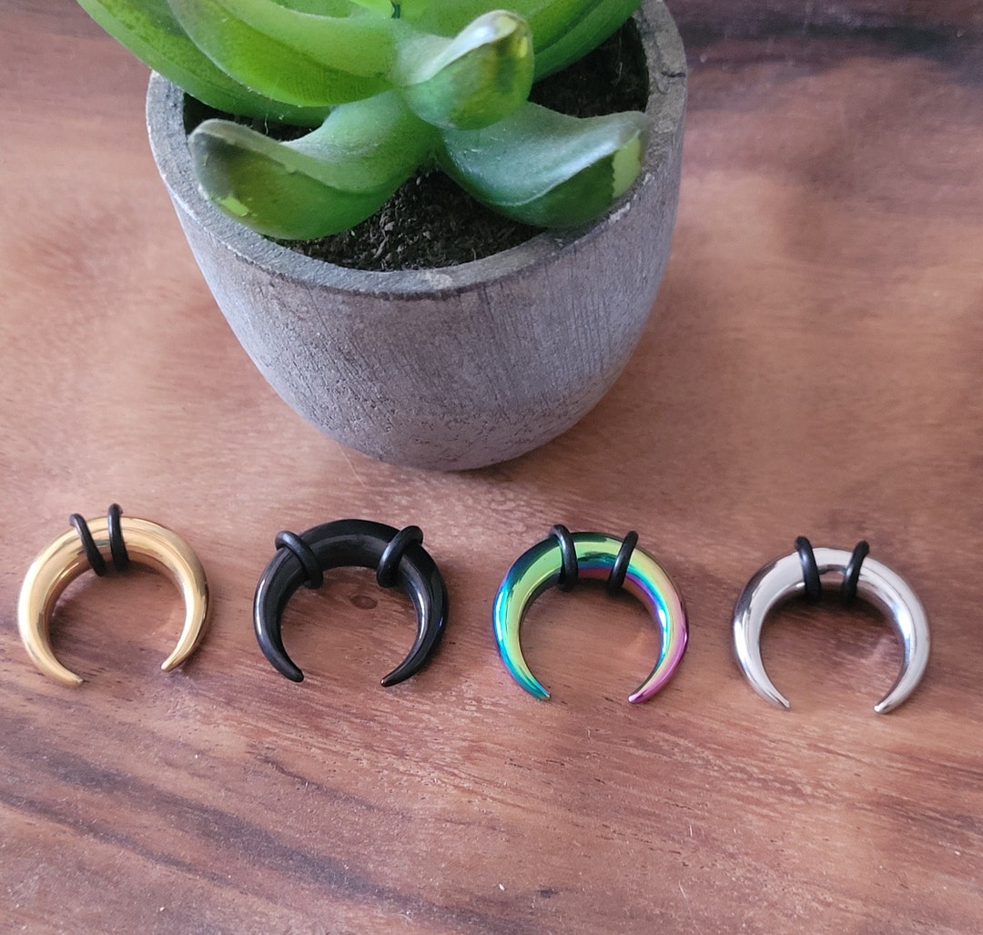 Set of 4 Black Rainbow Gold Steel Pinchers for Septum Stretching Kit ...