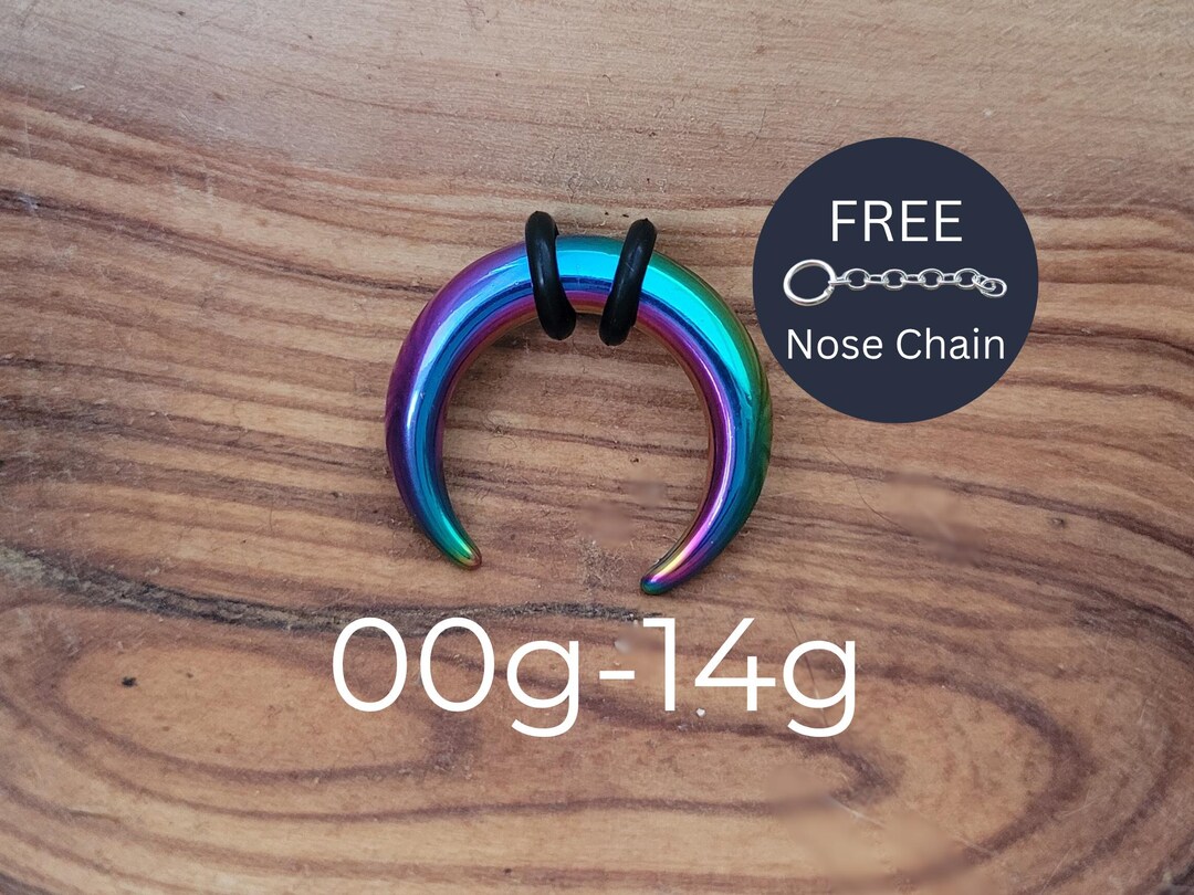 Rainbow Steel Septum Pincher Ring Stretching Gauging Taper Horseshoe ...