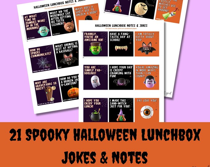 Halloween Printable Lunchbox Jokes & Notes Lunchbox Notes - Etsy