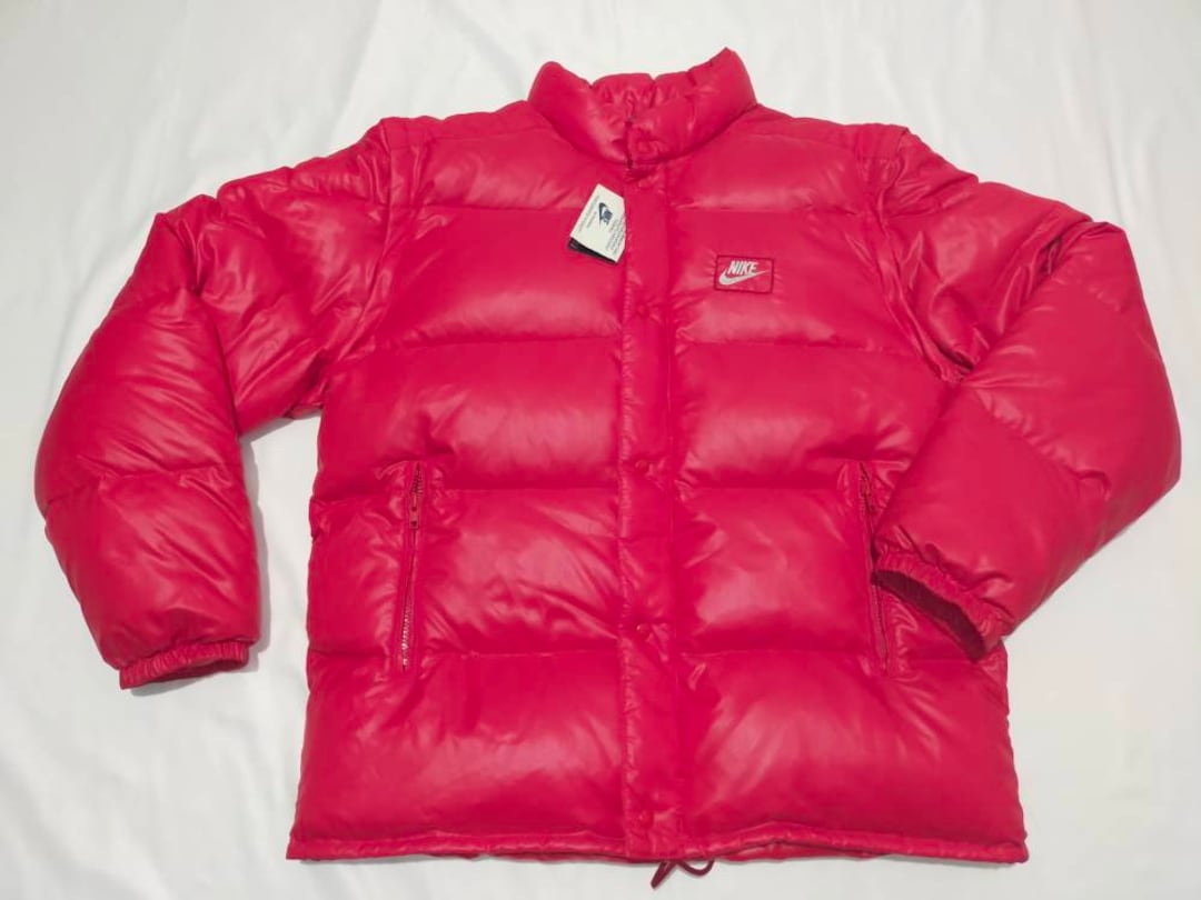 Vintage 80s Nike Puffer Coat Jacket Bomber Goose Down Sleveless Red ...