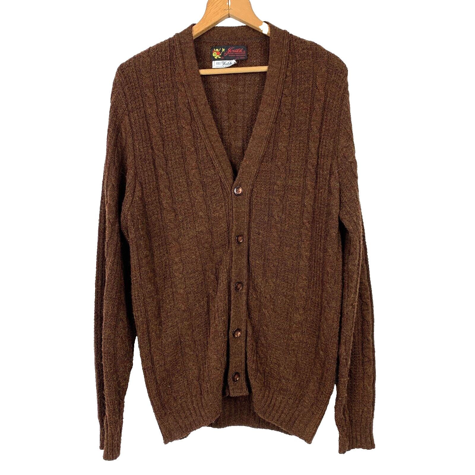 Vintage 60s Jersild Wintuk Brown Cable Knit V-neck Cardigan Kurt Cobain ...
