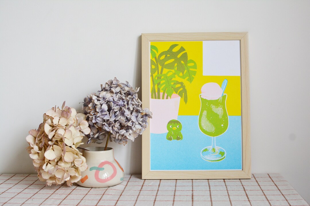 Monstera & Soda Float Drink With Kappa Riso A4 Print - Etsy