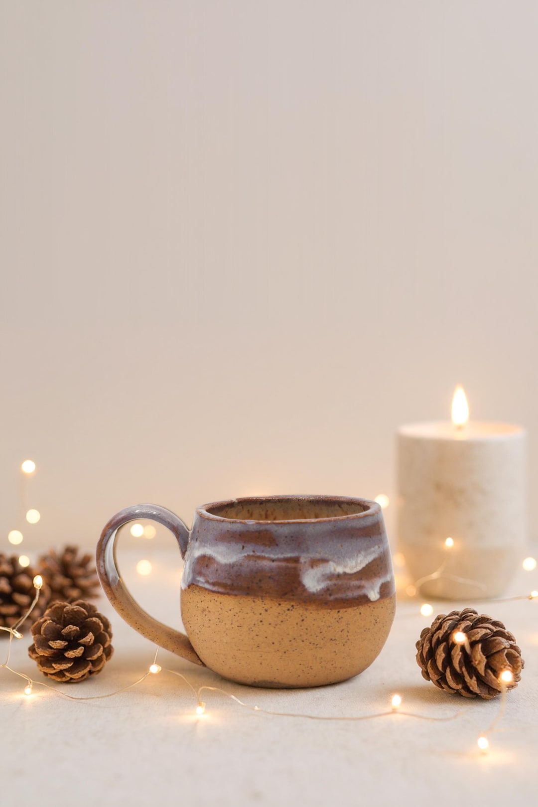 Handmade Stoneware Mug Rustic Lavender Melt Speckled Ceramic Coffee Cup ...