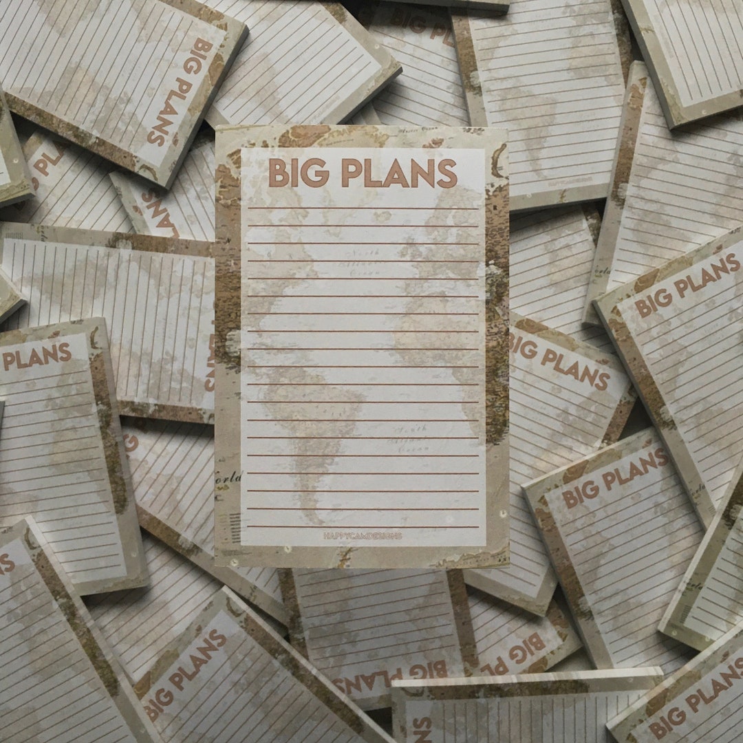 Big Plans Lined Notepad || World Map, Daily Planner, to Do List - Etsy