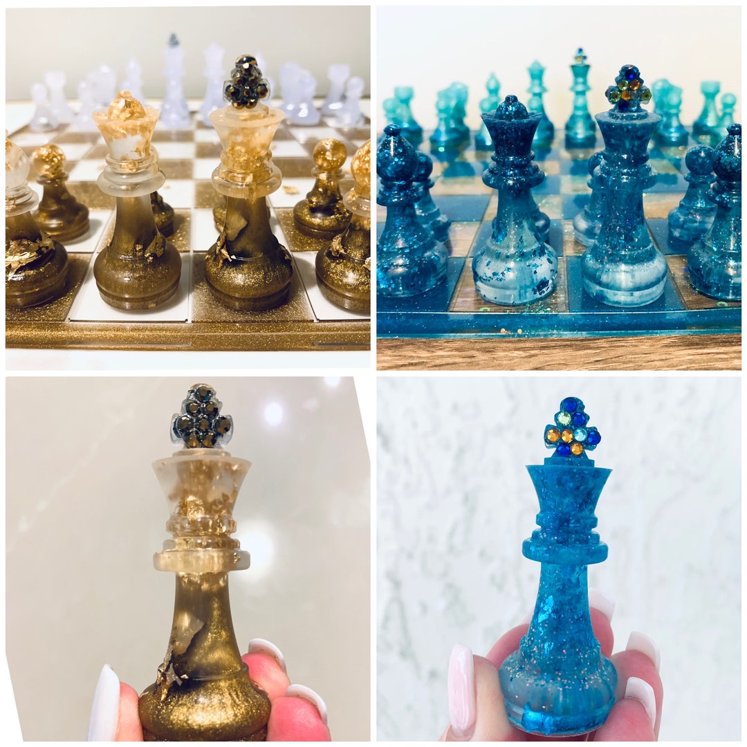 Custom Resin Chess Set With Board Large Jumbo Size Complete 32 Pieces ...