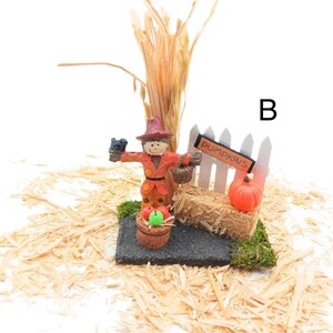 Tiny Fall Harvest: Mini Scarecrow, Pumpkins, and Hay Scene for Fairy ...