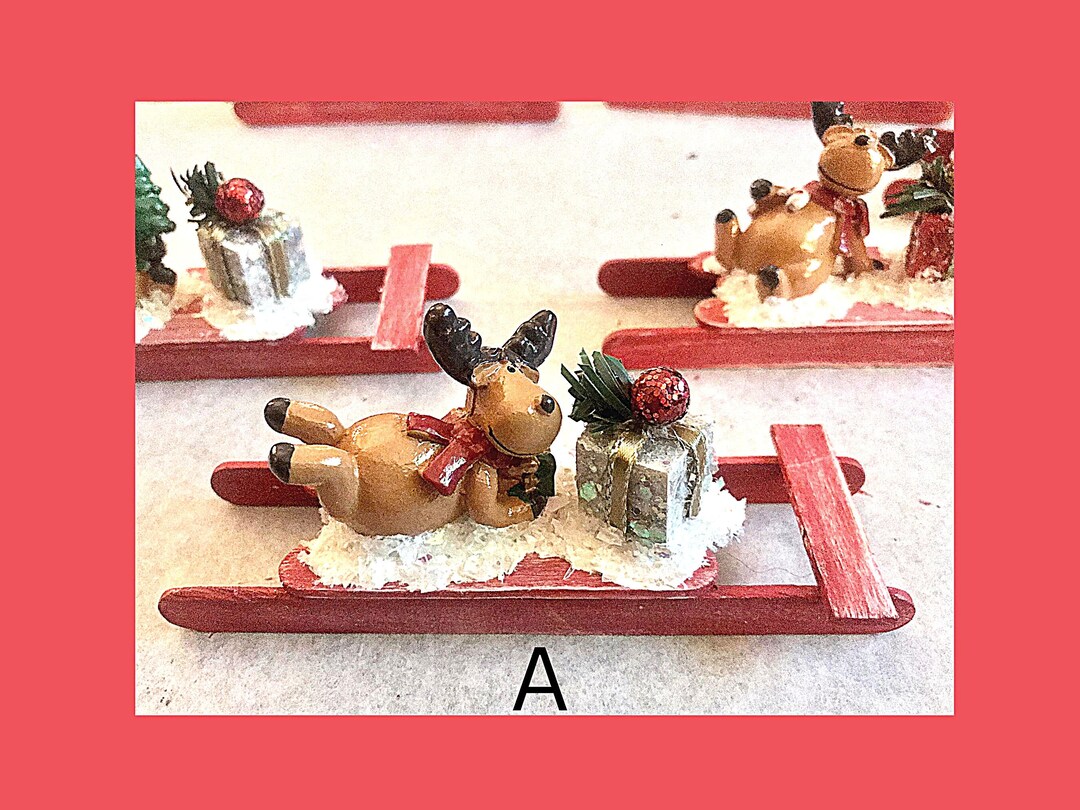 Miniature Dollhouse Sleds, Miniature Sleds With Reindeer, Miniature ...