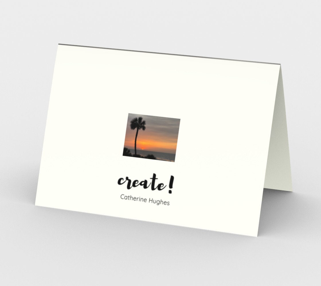 Set of 3 Palm Tree Sunrise Cards, Ocean Card, Thinking of You ...