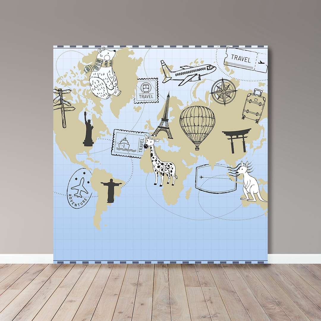 World Travel Backdrop – Kid's Party Banner (digital File) - Etsy