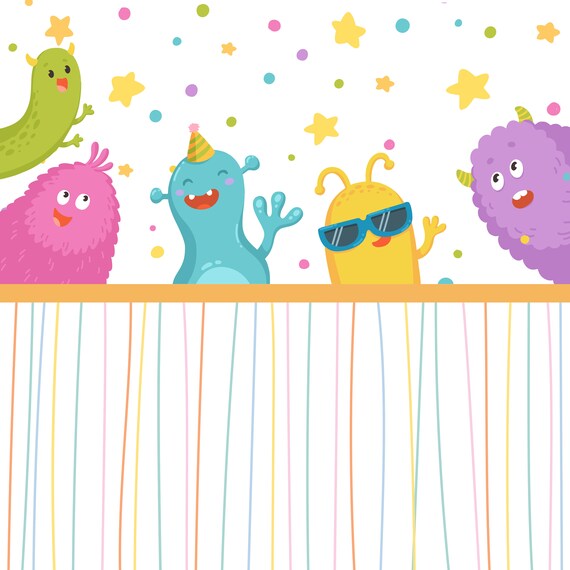 Monsters Backdrop Digital File Kid Party Party Banner - Etsy
