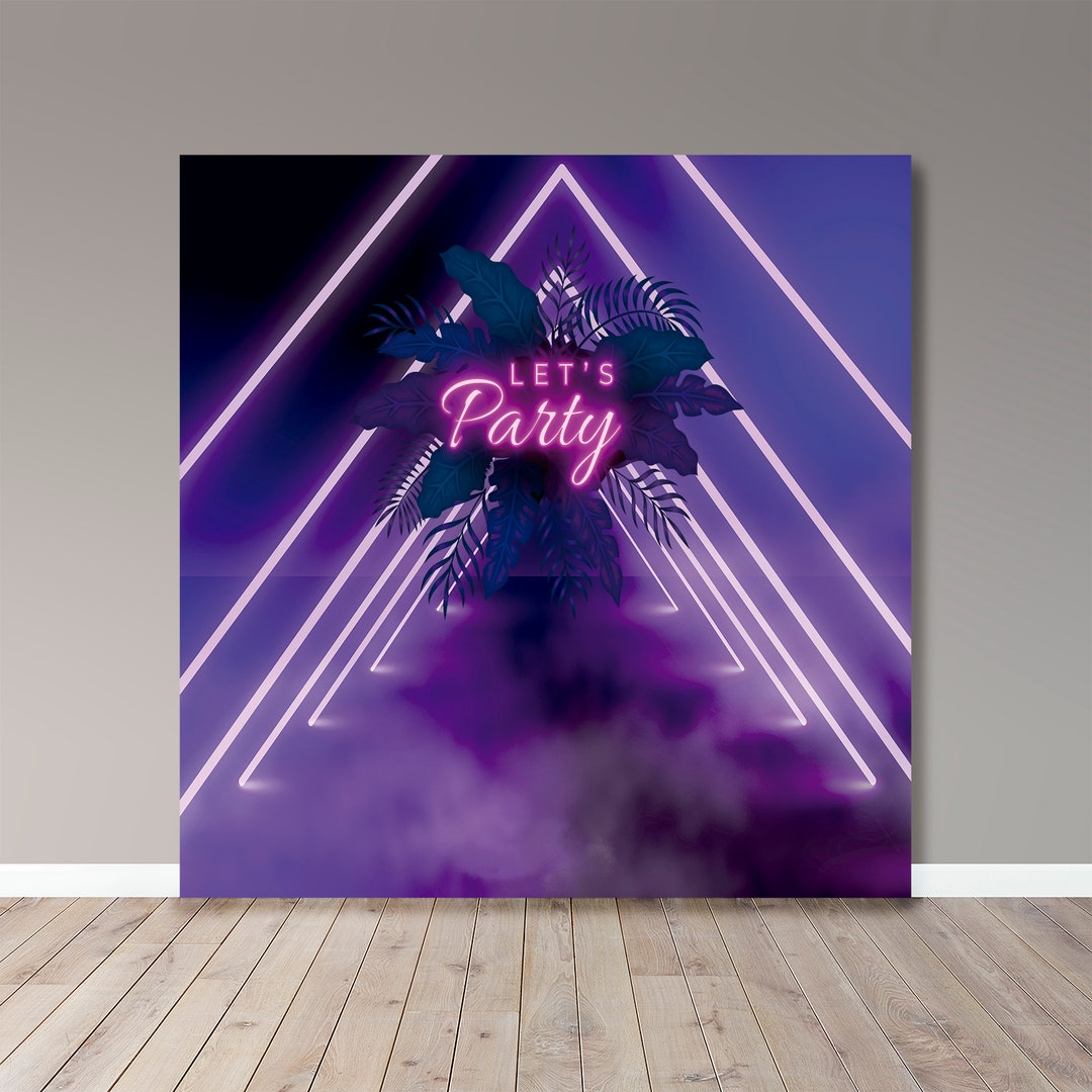 Neon Party Backdrop – Personalized Printable Banner (digital File) - Etsy