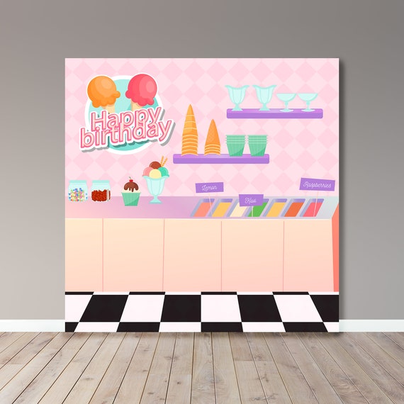Ice Cream Shop Backdrop Digital File teen Party Kid Party - Etsy