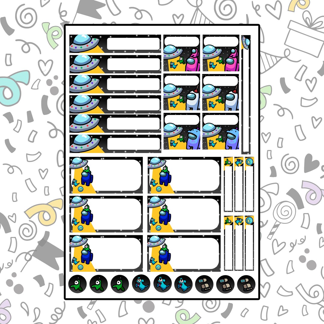 Among Stickers - Digital File - Back to School - School Supplies - Kids ...