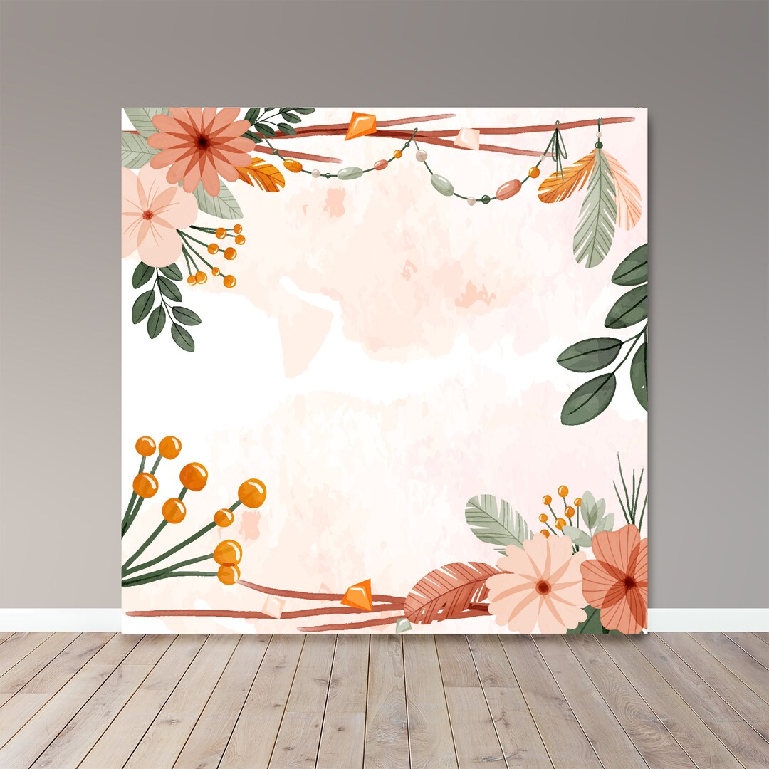 Floral Boho Party Backdrop - Personalized Banner (digital File) - Etsy