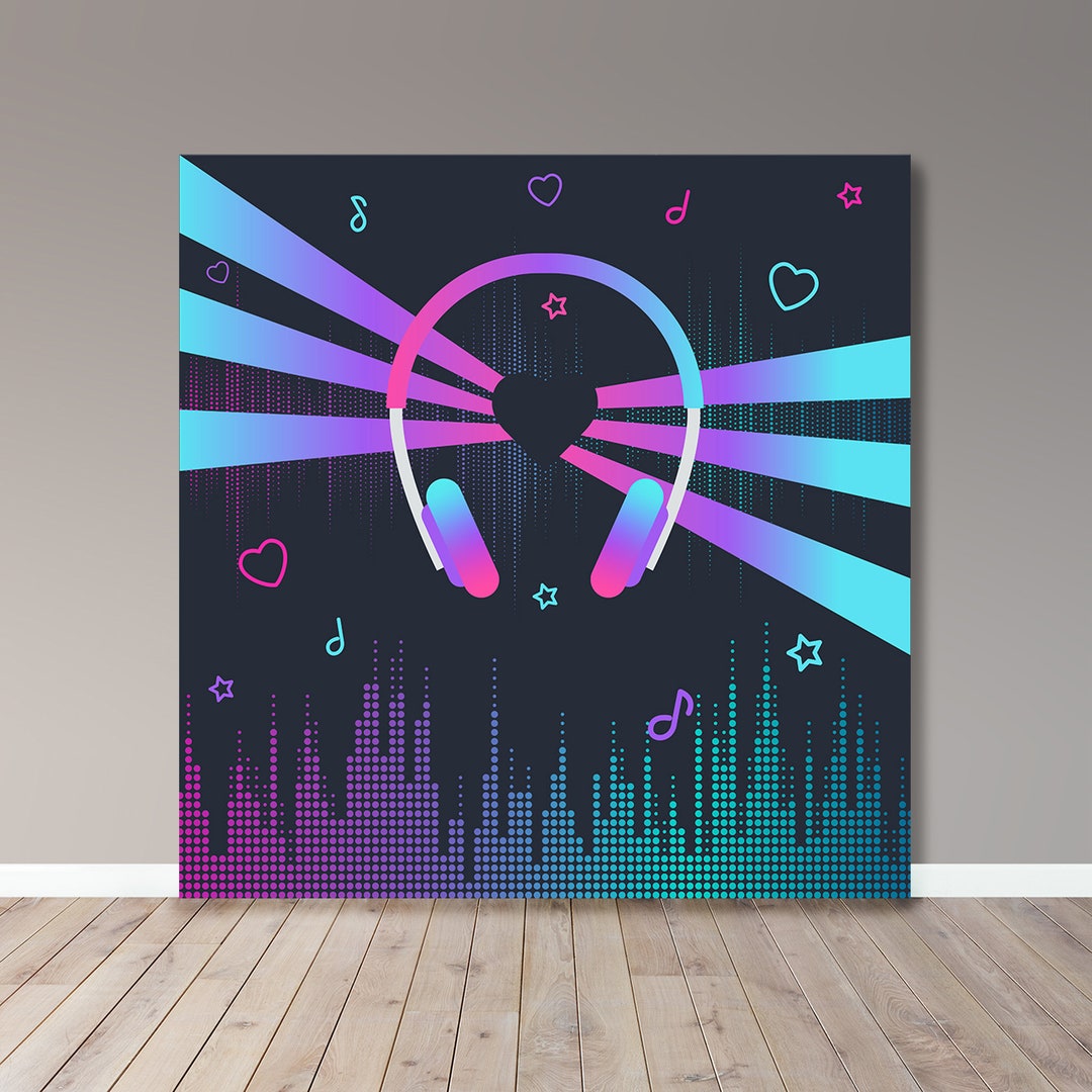 Music Party Backdrop – Headphones, Teen Birthday Banner (digital File ...