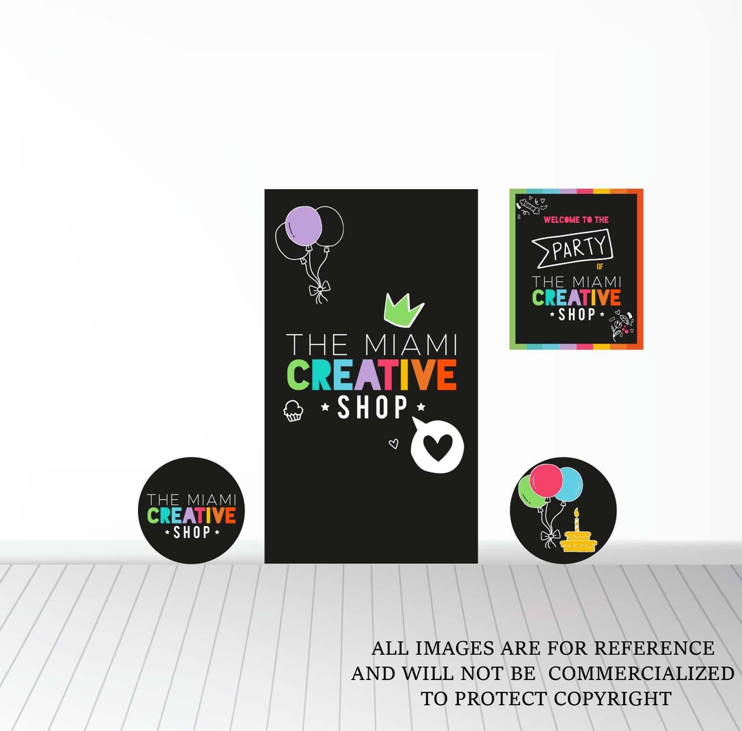 Kid Party Set Template – Digital Backdrop, Sign, and Props (digital ...