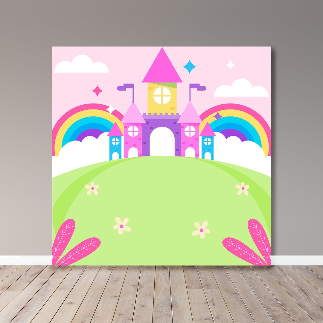 Princess Castle Backdrop - Digital File - Kid Party - Pastel Colors ...