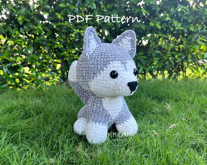 Crochet Dog Pattern Bobo the Husky Puppy Plushie. Amigurumi Dog Pattern ...