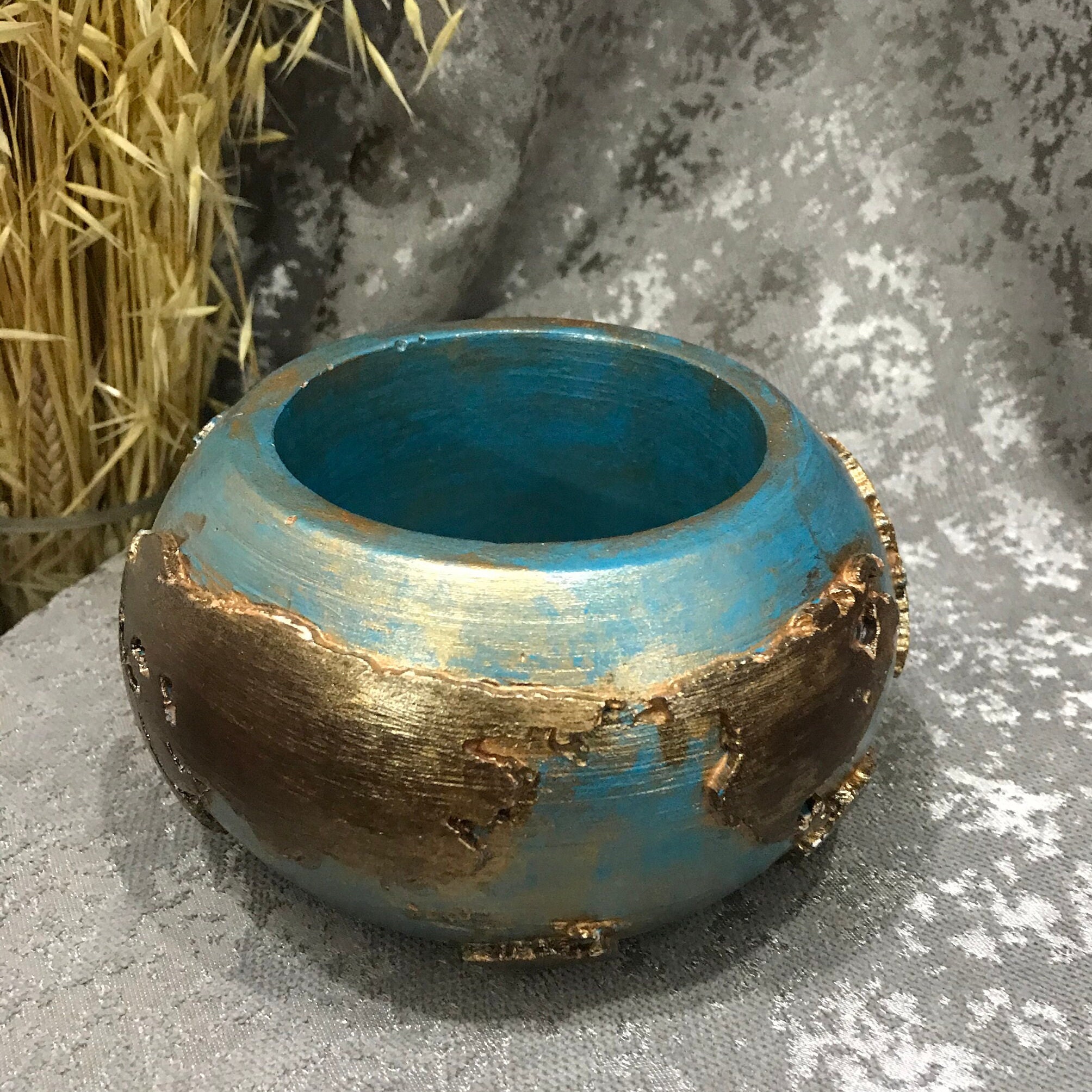 Globe Flower Pot | World Map Patterned Planter | Handmade Table ...