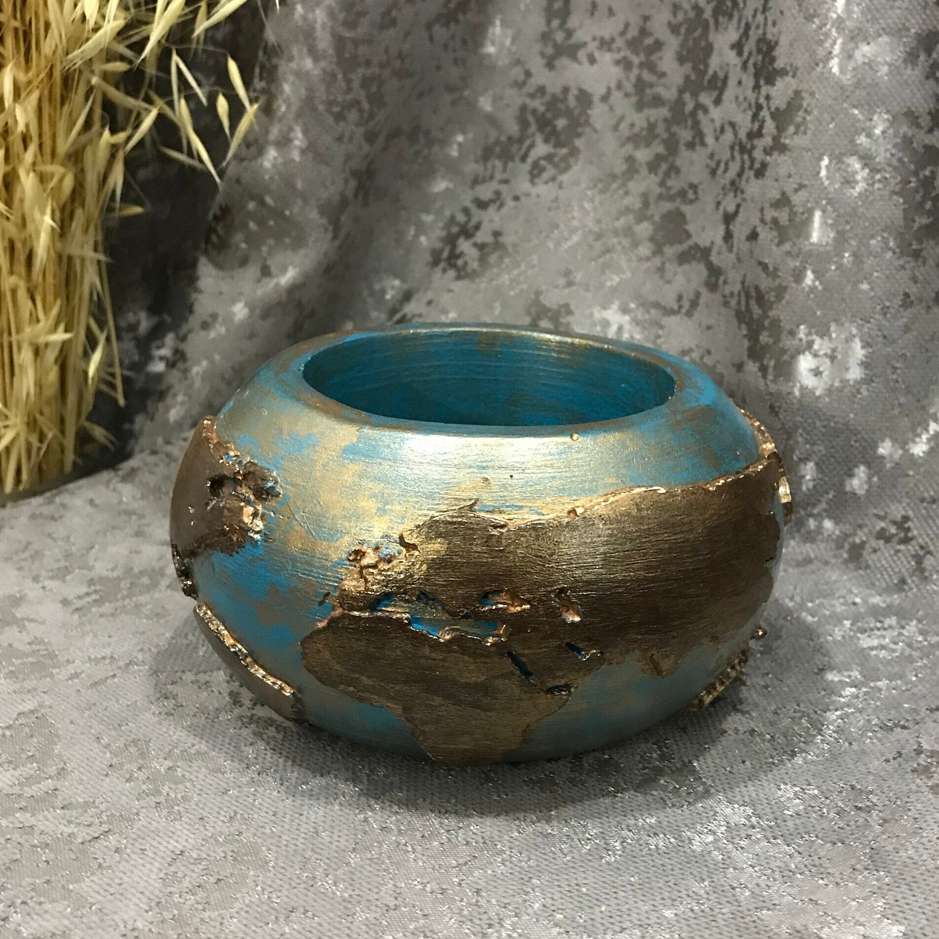 Globe Flower Pot | World Map Patterned Planter | Handmade Table ...