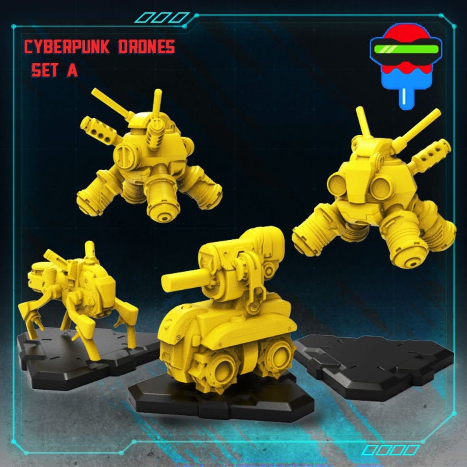 CYBERPUNK DRONES SET 32mm Shadowrun Miniature by Papsikels | Etsy