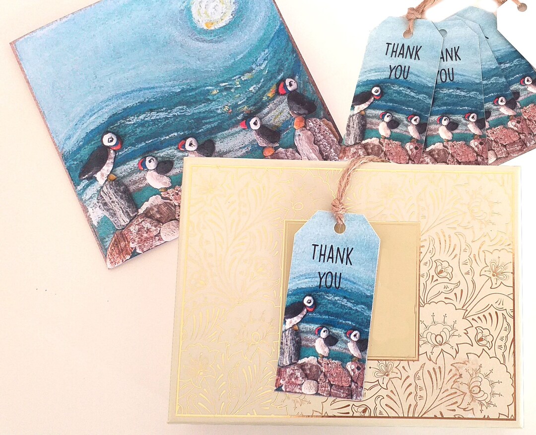 Puffin Thank You Gift Tags, Set of 10, Thank You, Gift Tag, Puffins ...