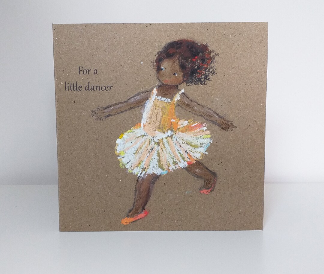 Little Dancer Card, Individually Hand Drawn Pastel Card, Birthday Card ...