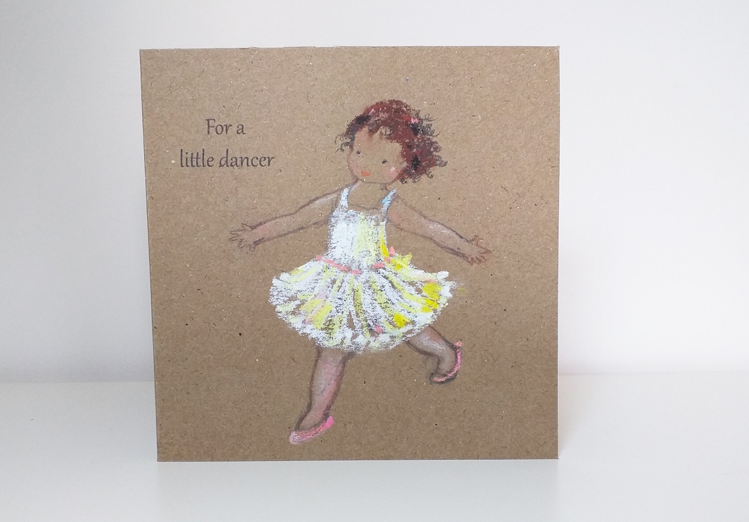 Little Dancer Card, Individually Hand Drawn Pastel Card, Birthday Card ...
