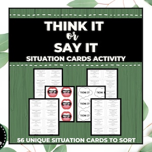 PRINTABLE Think It or Say It? Situation Card Game [SOCIAL FILTER] - Etsy