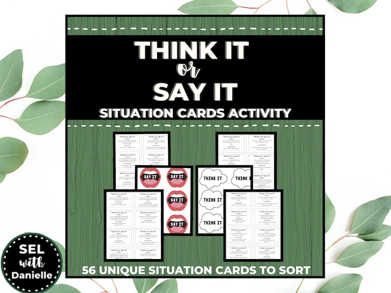 PRINTABLE Think It or Say It? Situation Card Game [SOCIAL FILTER] - Etsy