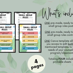 PRINTABLE School Counseling Small Group Rules and Contract + BONUS ...