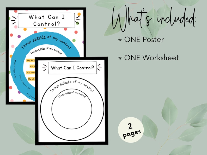 PRINTABLE "what Can I Control" Poster + BONUS Worksheet - Etsy