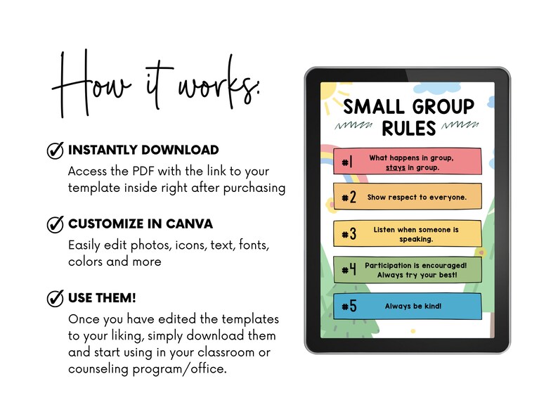 PRINTABLE School Counseling Small Group Rules and Contract + BONUS ...