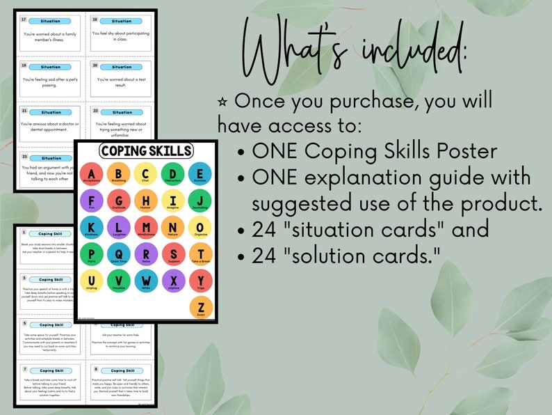 Coping Skills Situation Discussion Cards + Poster [GAME] - Etsy