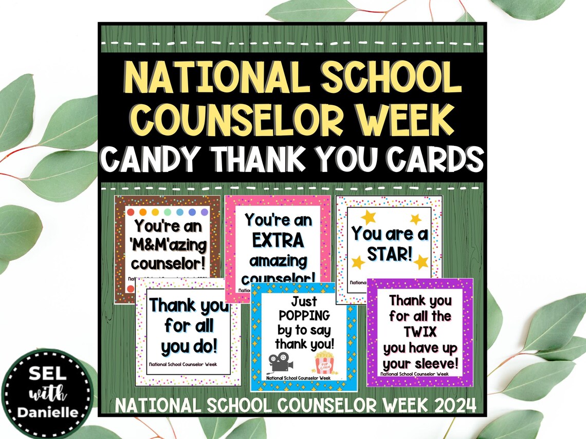 National School Counselor Week Candy Themed Thank You Cards - NSCW - Etsy