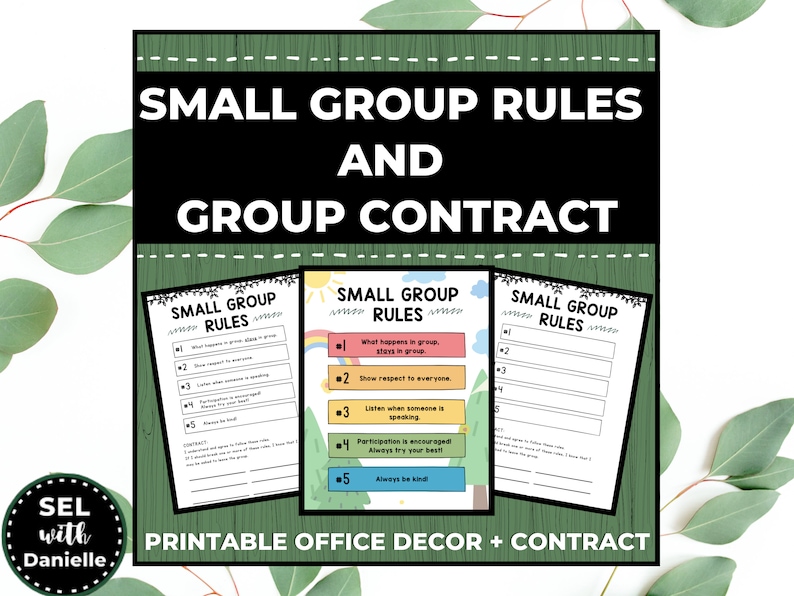 PRINTABLE School Counseling Small Group Rules and Contract + BONUS ...