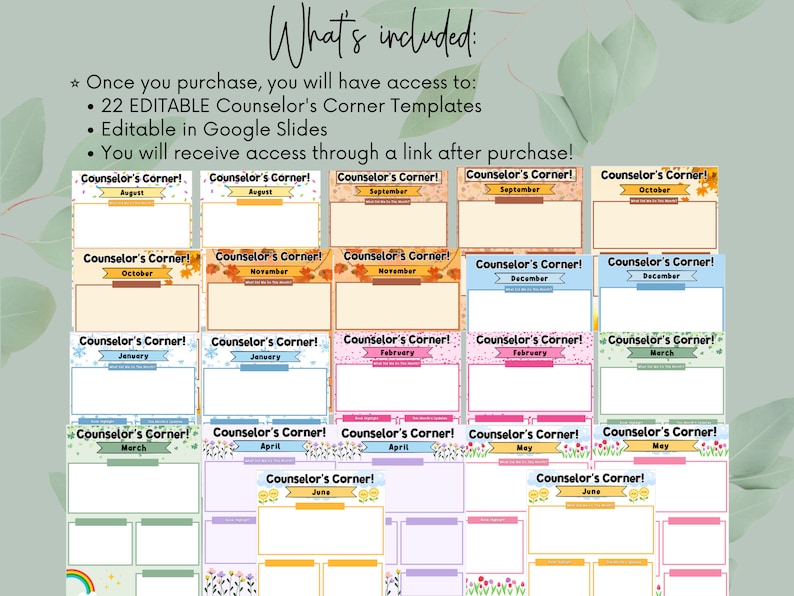 Editable Full Year Counselor's Corner Newsletter Templates - [BACK TO ...