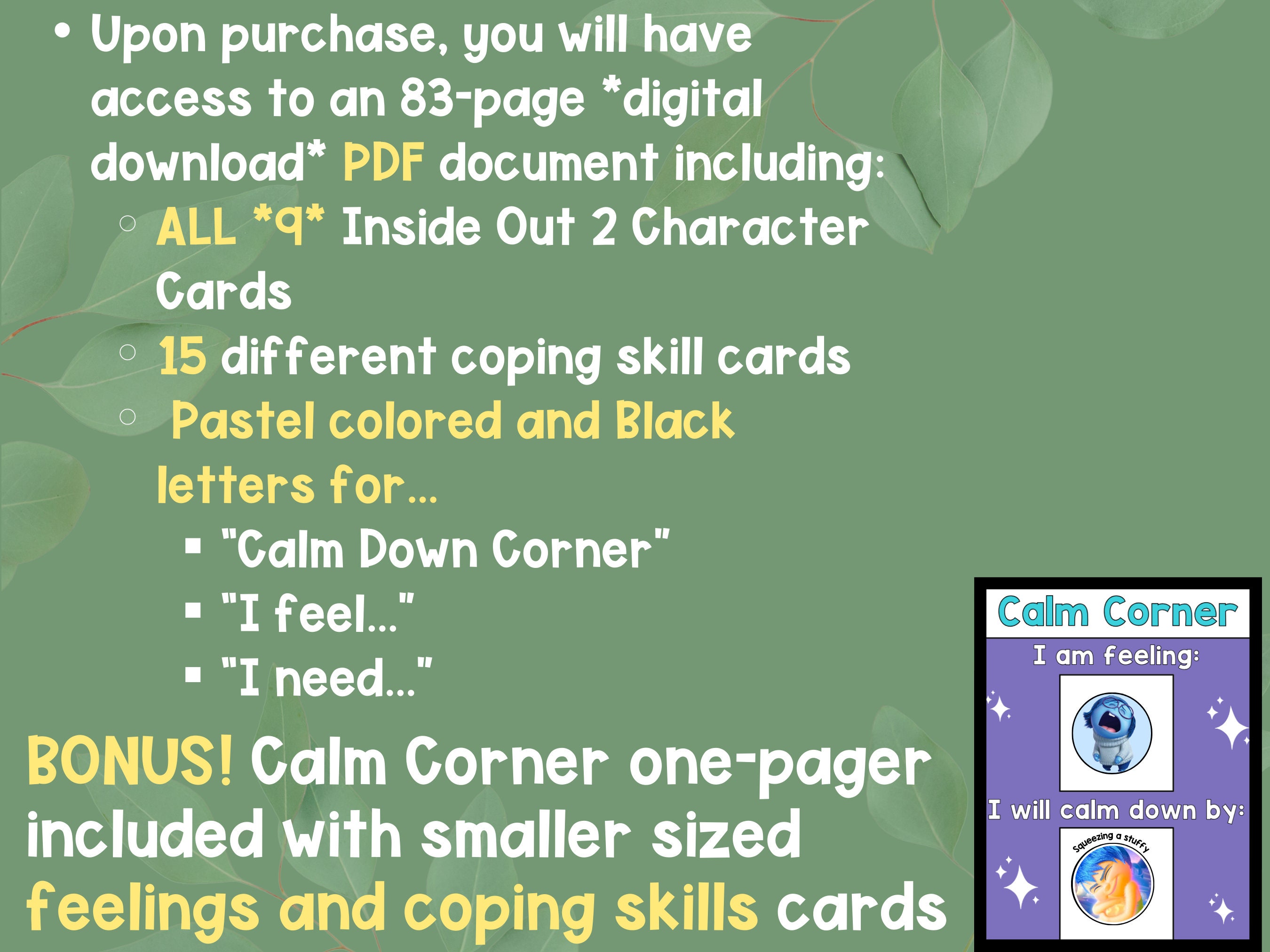 Calm Down Corner - "inside Out 2" Rainbow Pastel Themed - Classroom ...