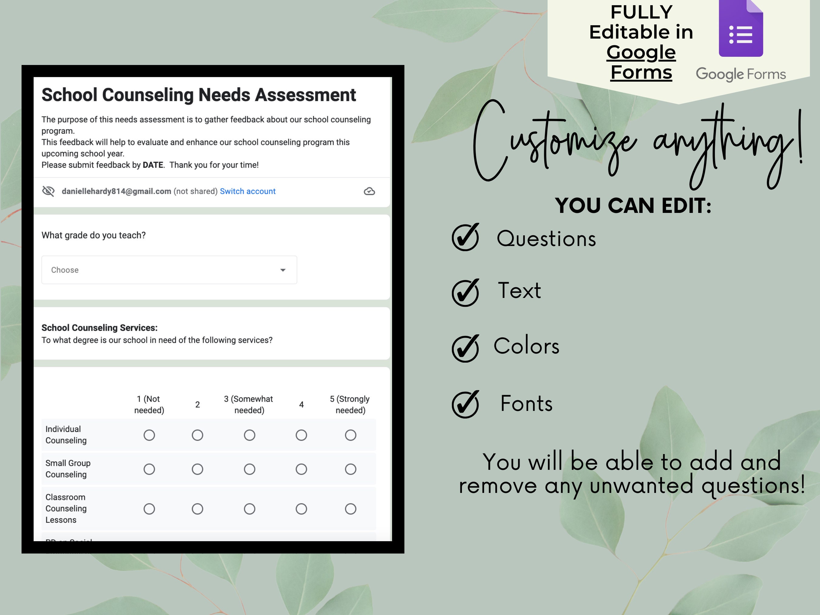 Digital School Counseling Needs Assessment - GOOGLE FORM - Etsy