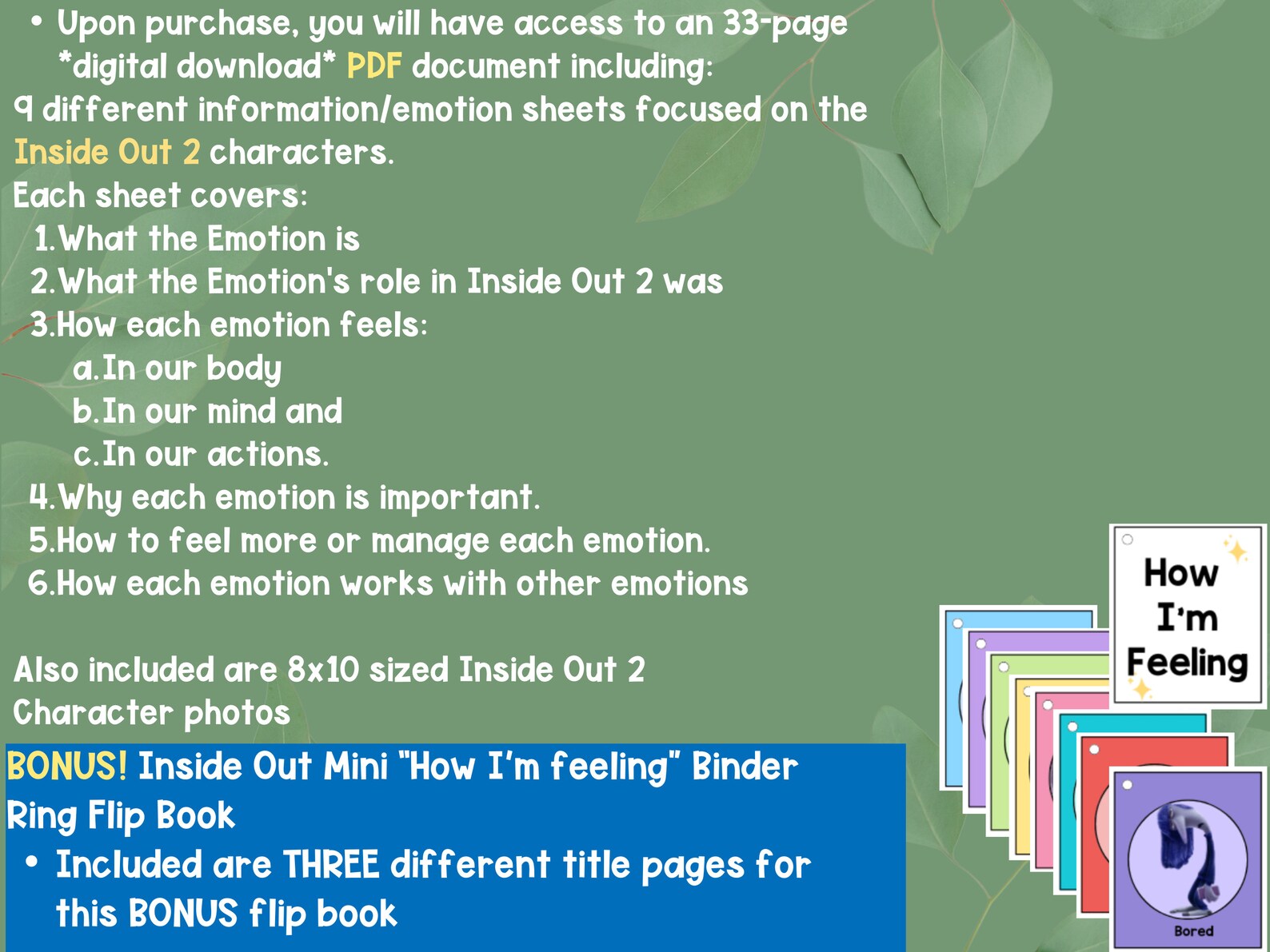 Character + Emotion Information Page - "inside Out 2" PLUS BONUS ...