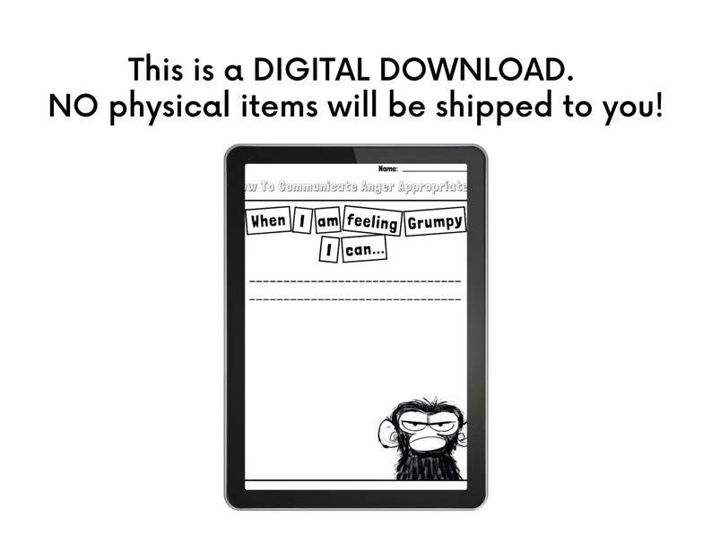 Grumpy Monkey Worksheet Activity [feelings] [anger] [book Companion] - Etsy