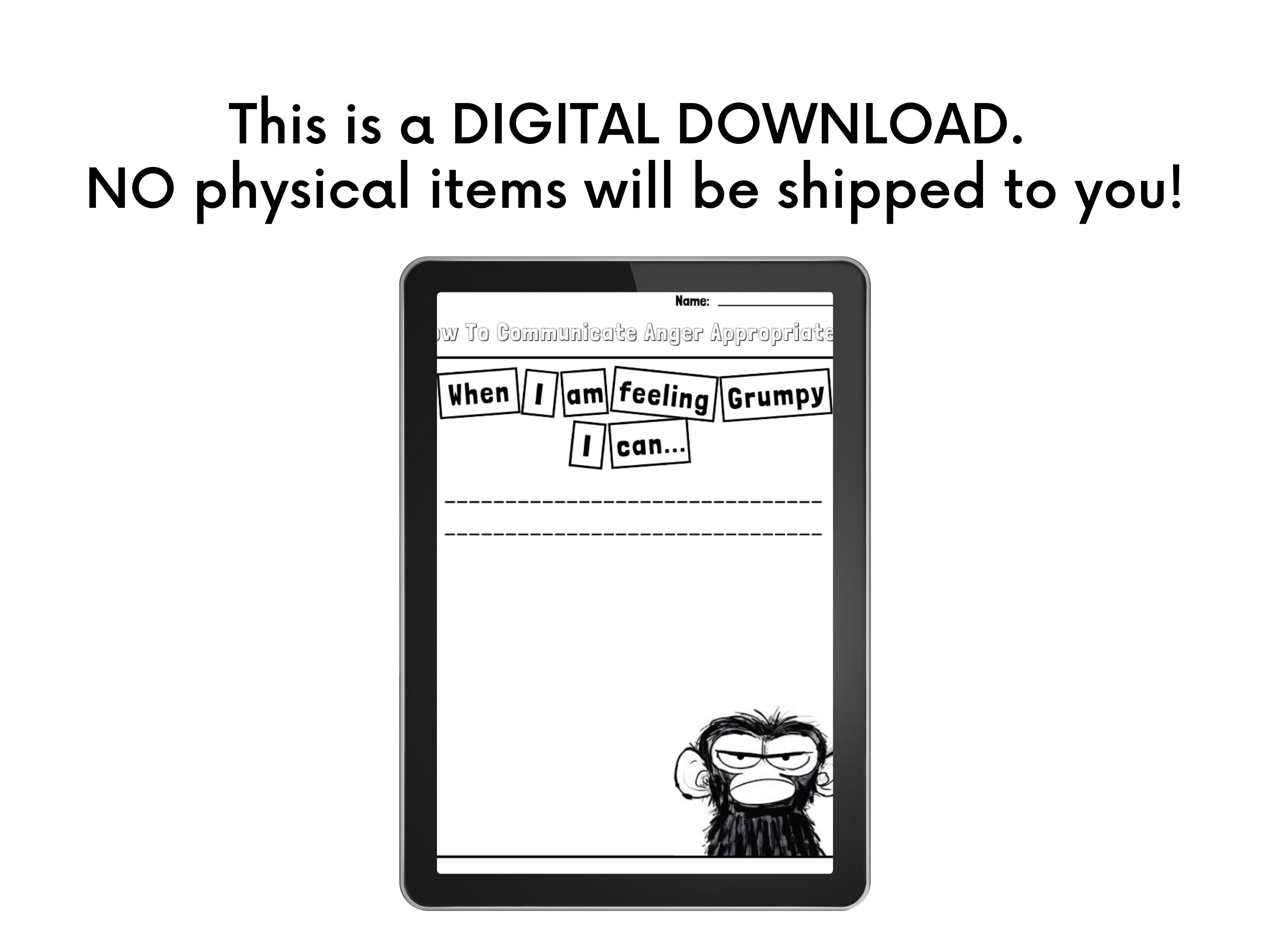 Grumpy Monkey Worksheet Activity [feelings] [anger] [book Companion] - Etsy