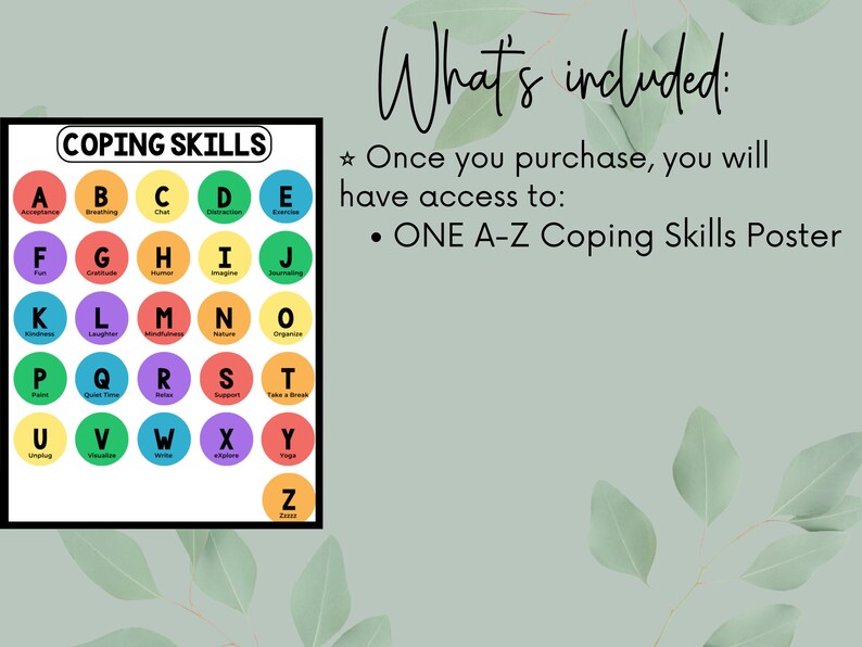 A to Z Coping Skills Poster [functional Office Decor] - Etsy