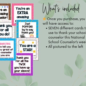 National School Counselor Week Candy Themed Thank You Cards - NSCW - Etsy