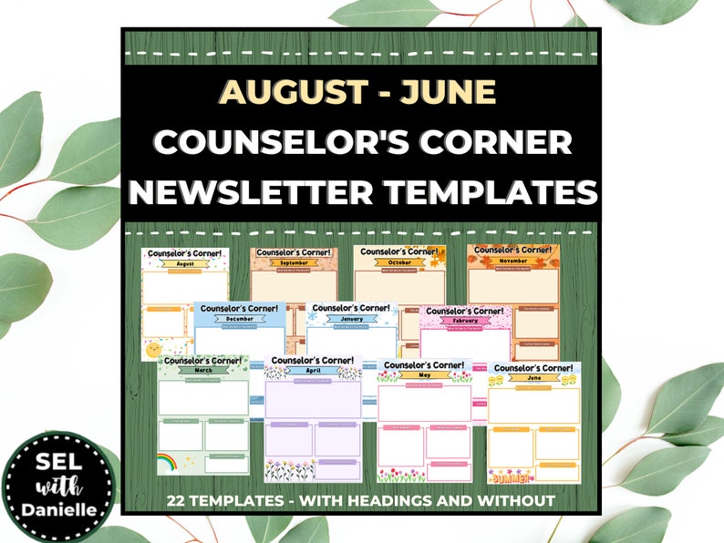 Editable Full Year Counselor's Corner Newsletter Templates - [BACK TO ...