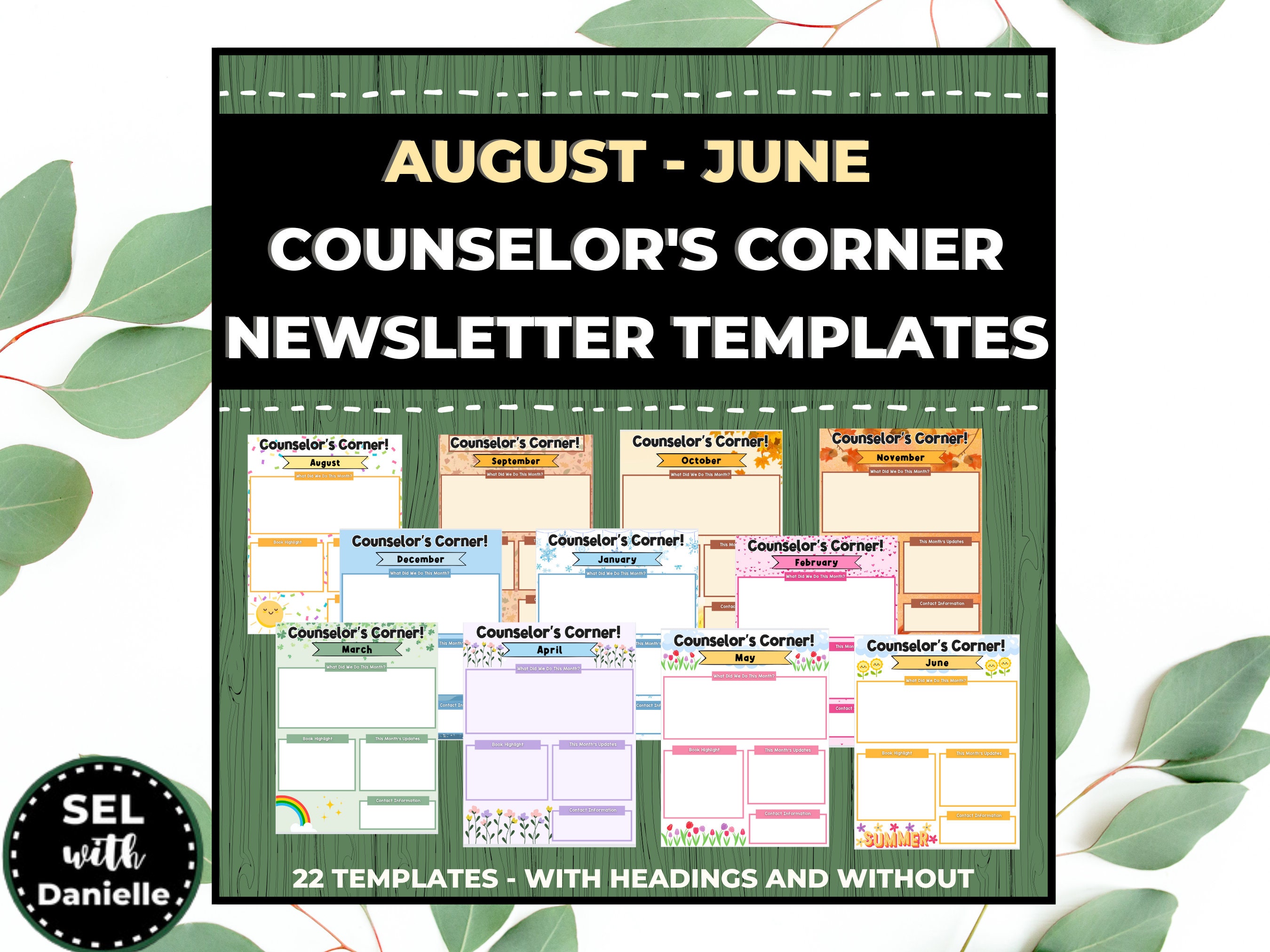 Editable Full Year Counselor's Corner Newsletter Templates - [BACK TO ...