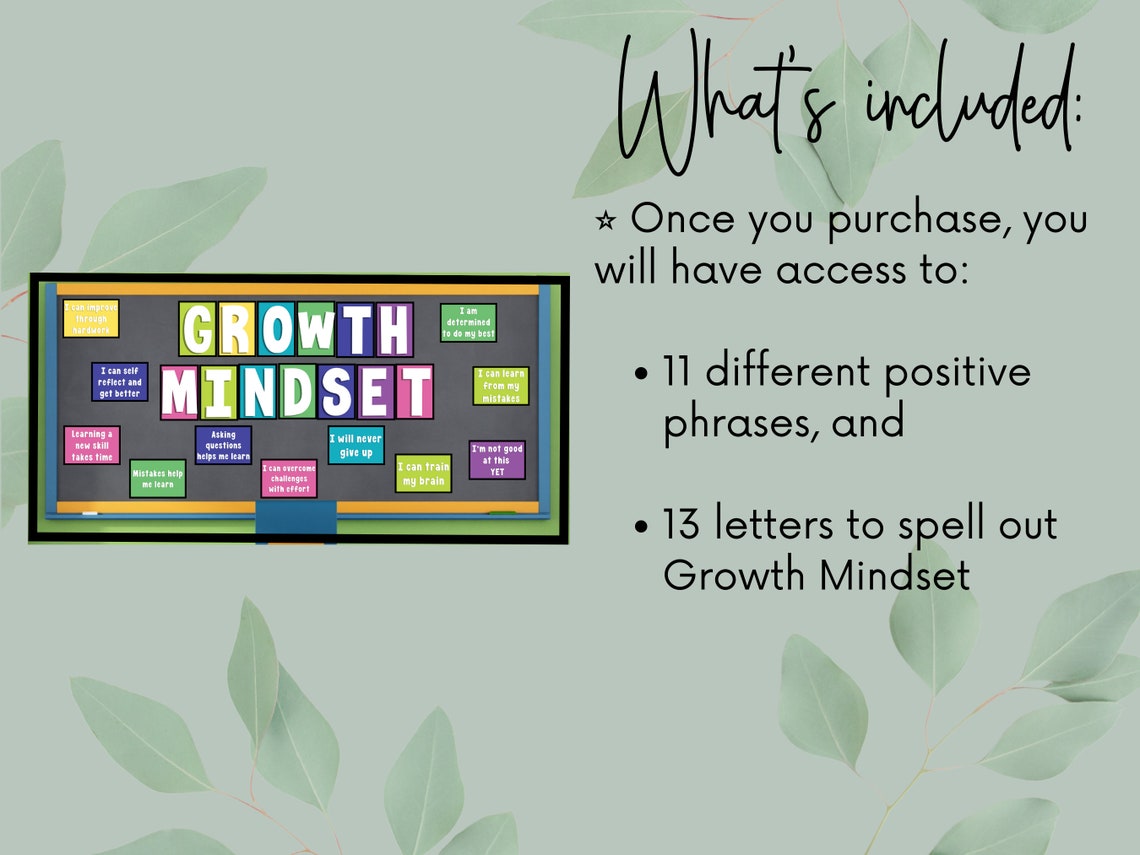 Growth Mindset Positive Phrases Bulletin Board - Etsy
